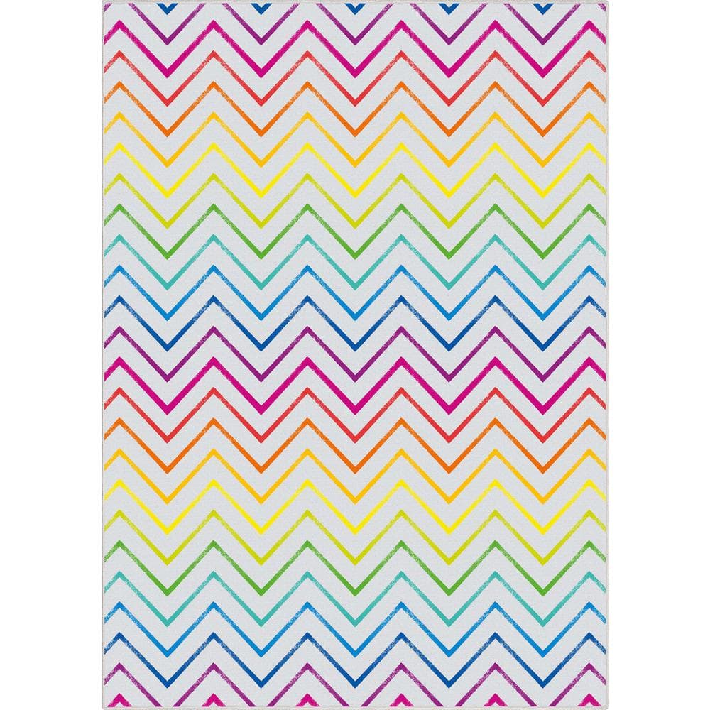 Well Woven Crayola Zig Zag Multicolor 6 ft. 7 in. x 9 ft. 3 in. Area ...