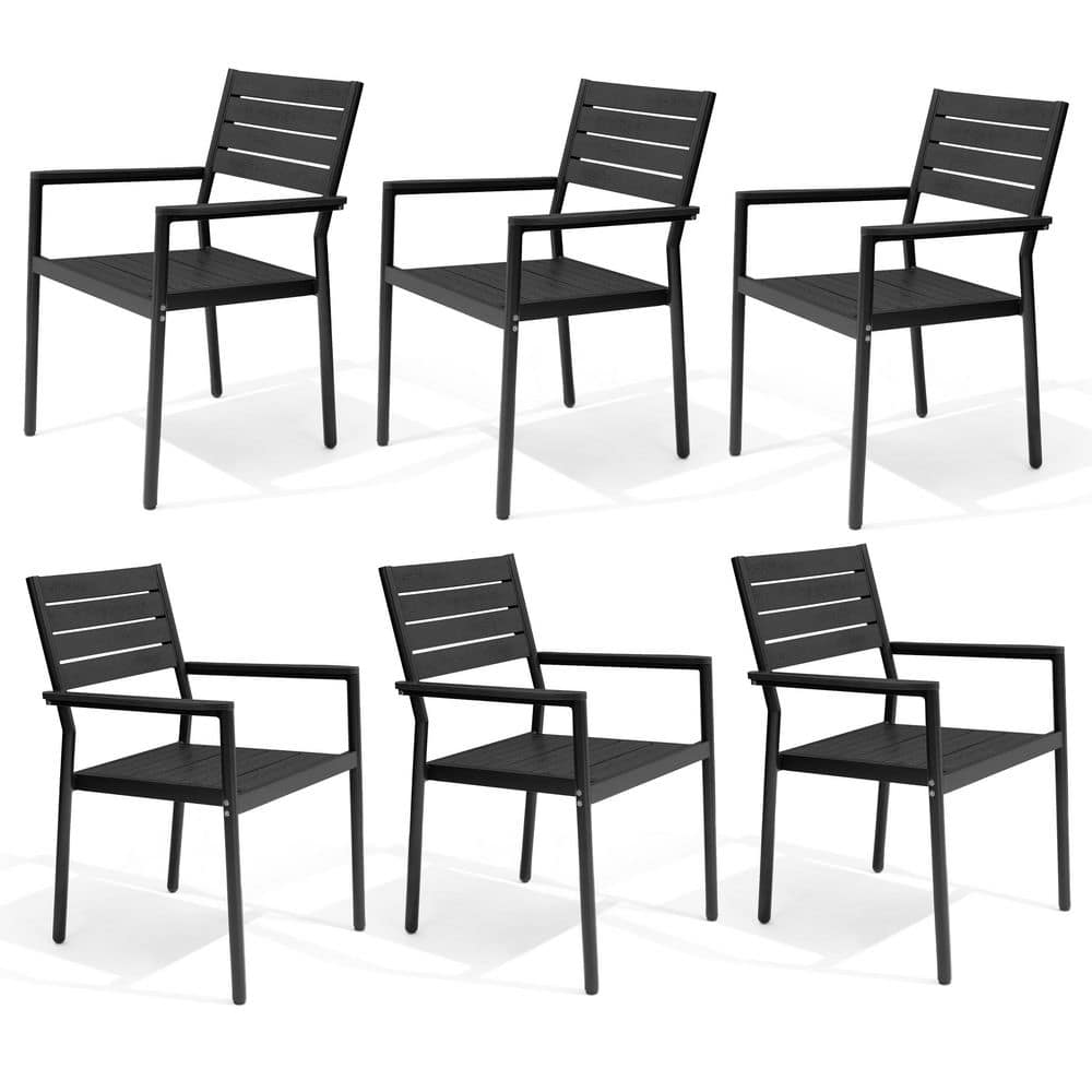Pellebant Stackable Patio Dining Chairs Modern Aluminum Armchairs ...