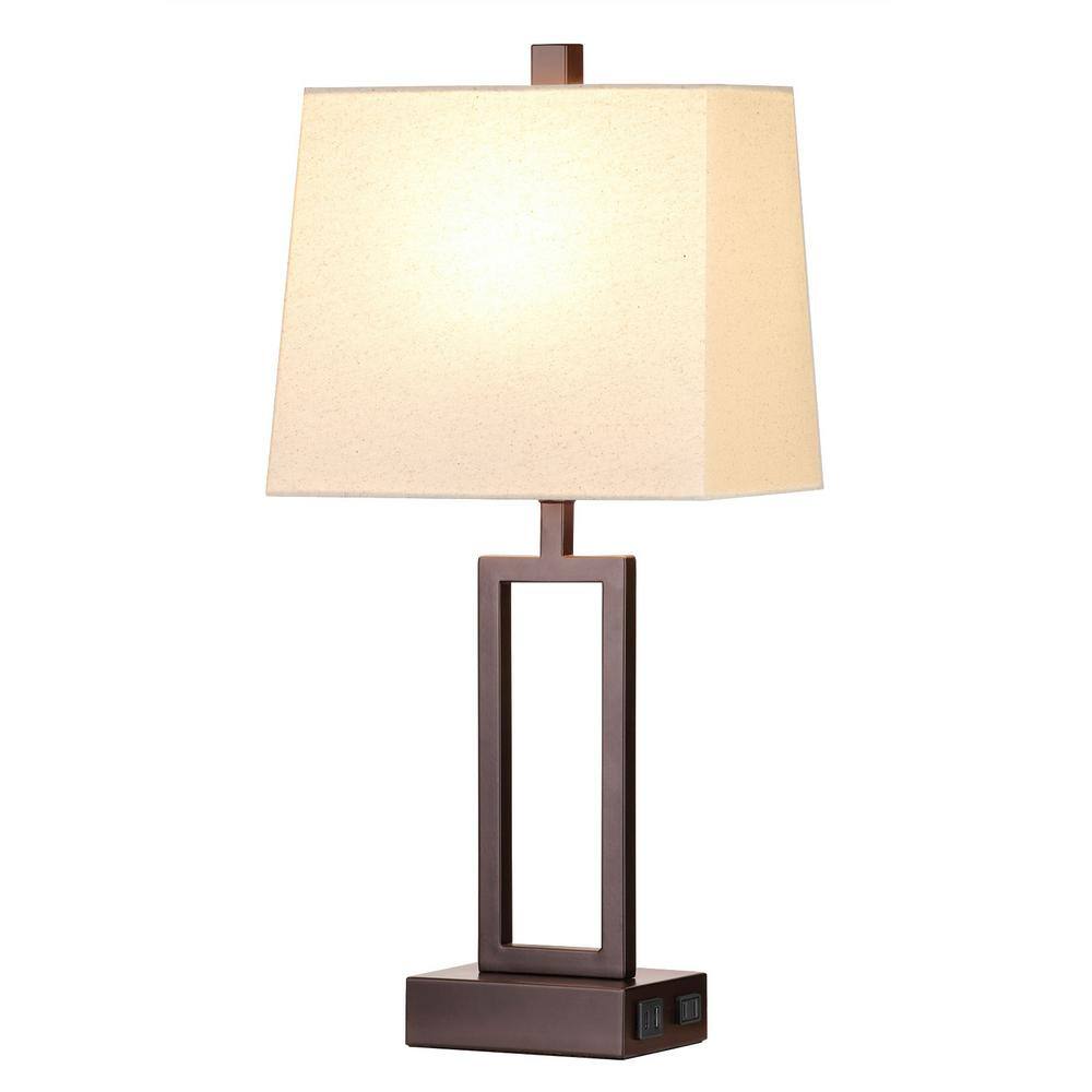 Cinkeda 23.5 in. Metal Table Lamp Set with USB, Tpye-C Ports and AC ...