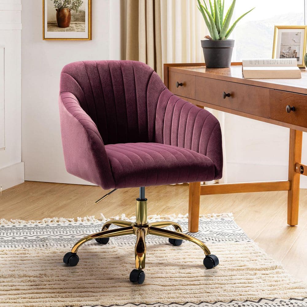 JAYDEN CREATION Jacinda Modern Purple Velvet Swivel and Adjustable Task ...