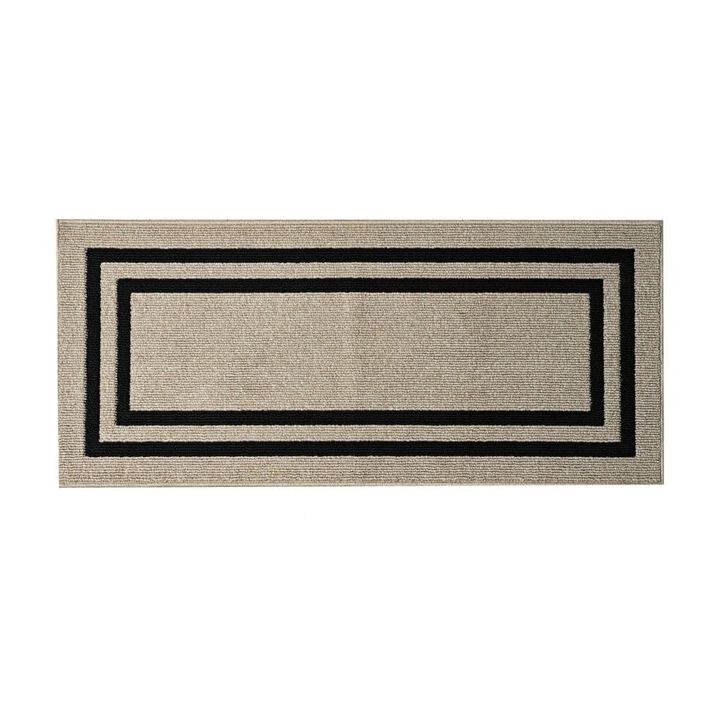 Nautica Washable Skid Resistant Natural Twist/Black 2.2 ft. x 6 ft. All ...