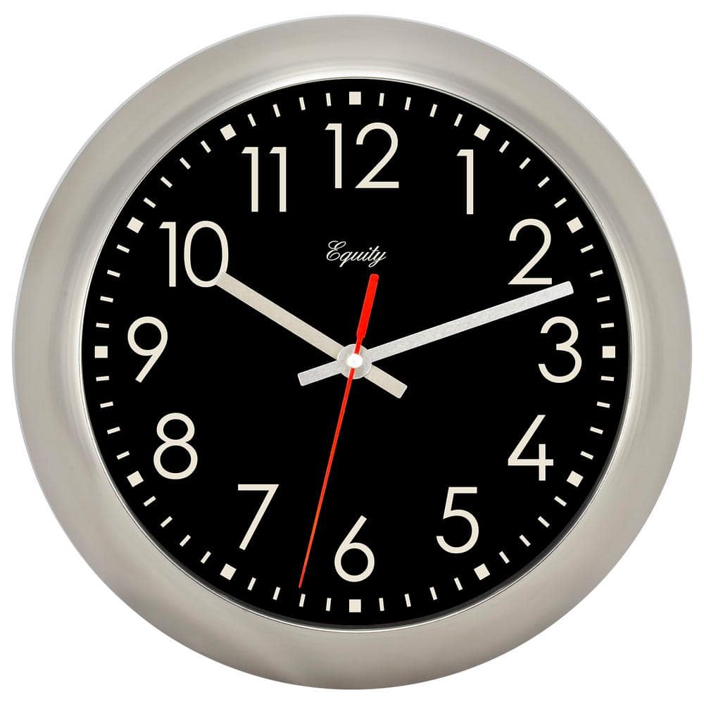 Equity by La Crosse 11 in. Brushed Titanium Owen Metal Silent Quartz ...