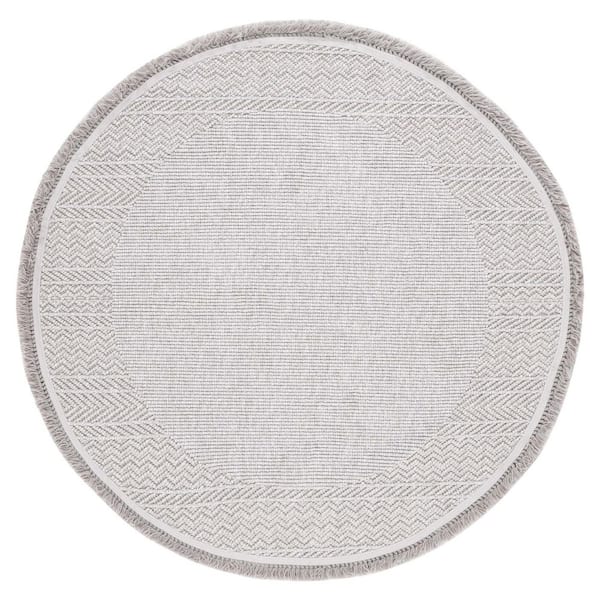 SAFAVIEH Camden 5 ft. x 5 ft. Gray Geometric High-Low Round Area Rug ...