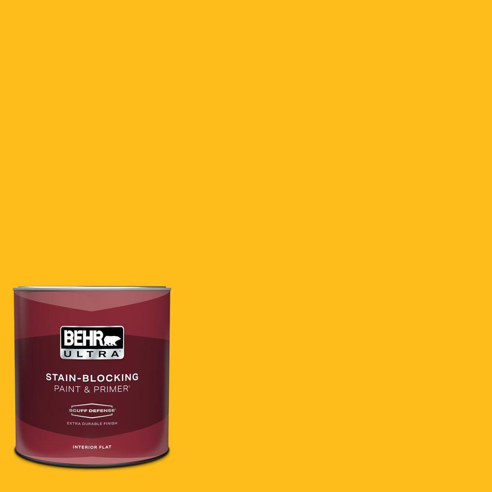 BEHR ULTRA 1 qt. #P290-7 Laser Lemon Extra Durable Flat Interior Paint ...