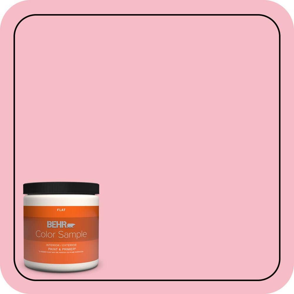 BEHR PREMIUM PLUS 8 oz. #120C-2 Pink Punch Flat Interior/Exterior Paint ...