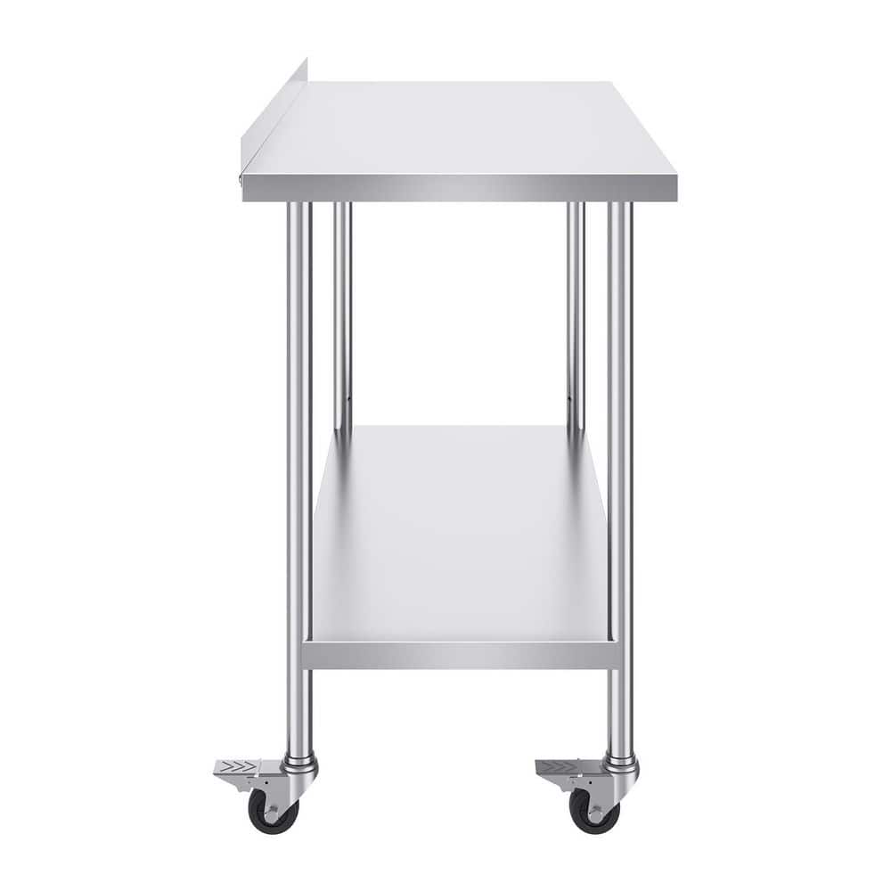 SKYSHALO Stainless Steel Work Table, 24 x 48 x 40 In.Silver Kitchen ...