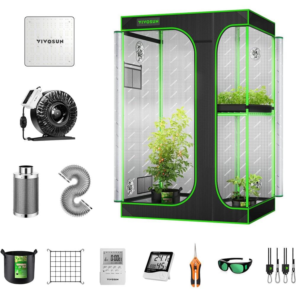 VIVOSUN 4 ft. x 3 ft. 2-in-1 Grow Tent Kit Complete with VS1000 LED ...