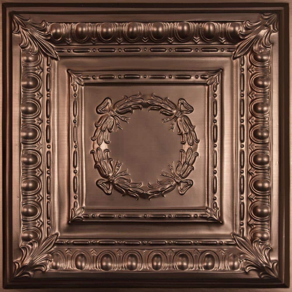 Ceilume Empire Faux Bronze 2 ft. x 2 ft. Lay-in or Glue-up Ceiling ...