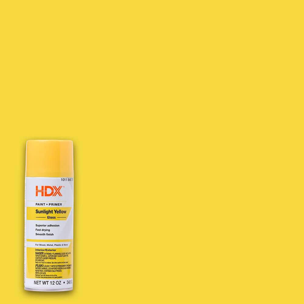 HDX 12 oz. Paint and Primer Gloss Yellow Spray Paint 680017-3 - The ...