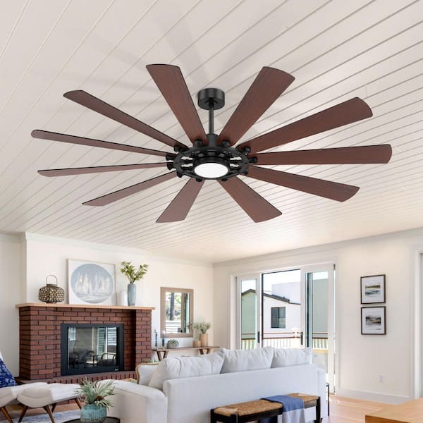 Breezary Archer 72 in. Black Windmill Ceiling Fan with LED Light ...