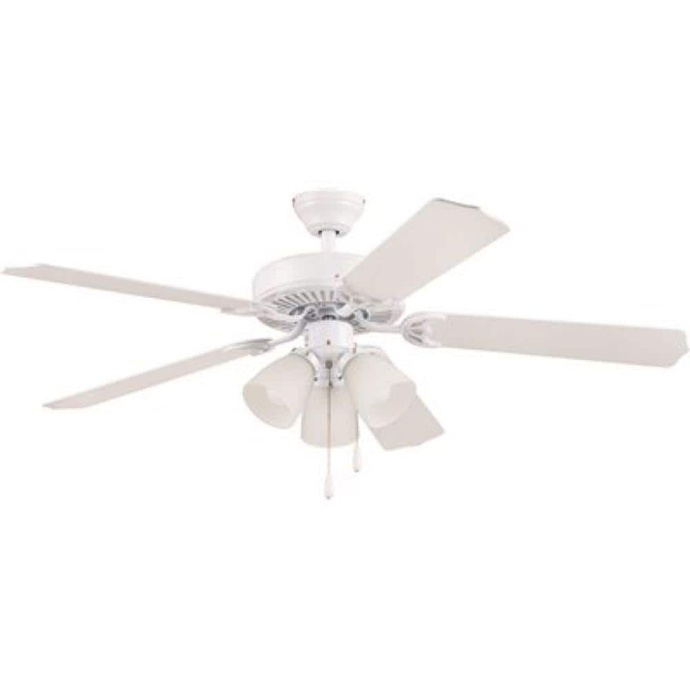 The Home Depot Seasons 52 in. Indoor Dual Mount Ceiling Fan, 5 White ...