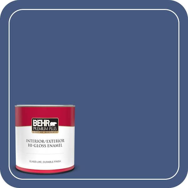 BEHR PREMIUM PLUS 1 qt. #M540-7 Optimum Blue Hi-Gloss Enamel Interior ...