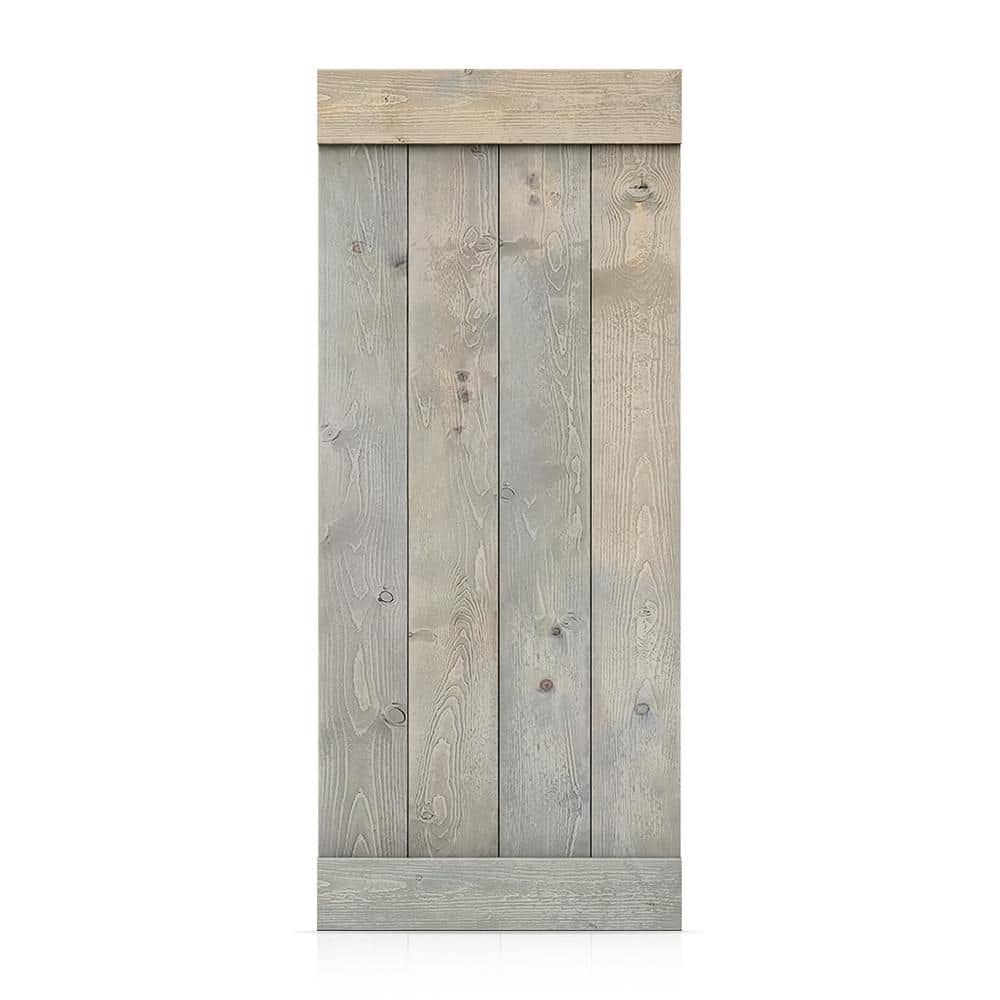 CALHOME 24 in. x 64 in. Smoke Gray Solid Pine Wood Bathroom Stall ...