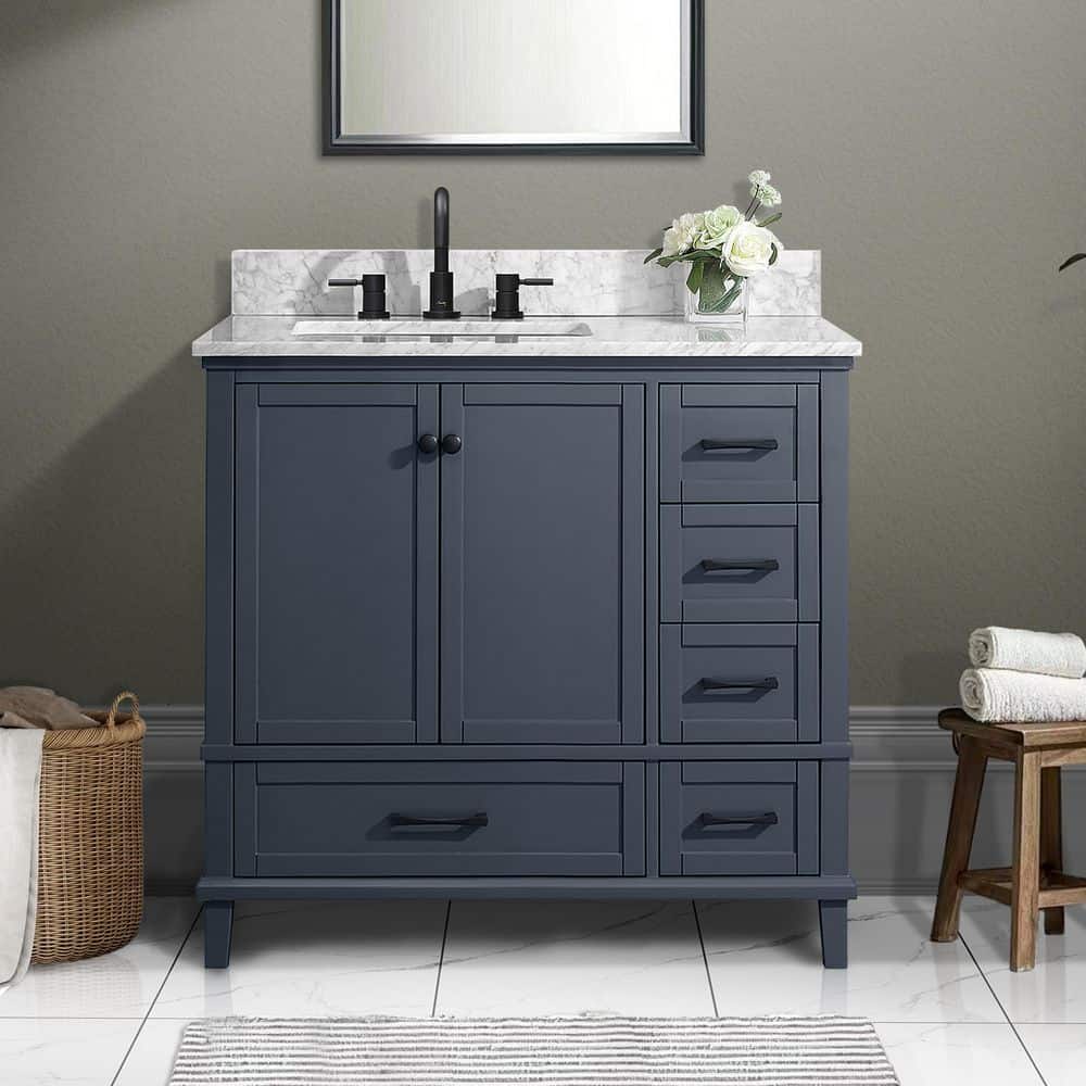 Home Decorators Collection Merryfield 37 in. Single Sink Dark Blue-Grey ...