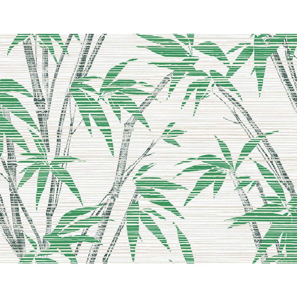 Seabrook Designs 60.75 sq. ft. Kelly Green and Metallic Ivory Bamboo ...