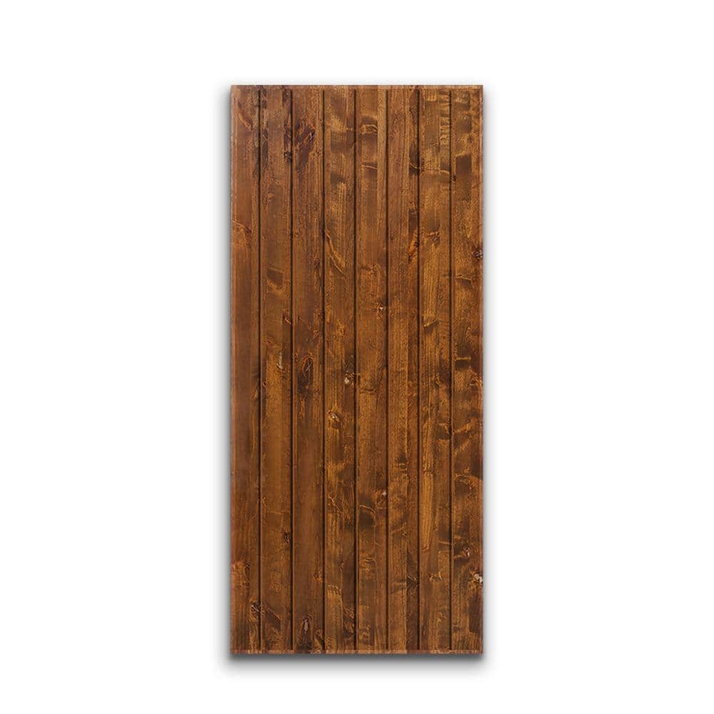 CALHOME 42 in. x 80 in. Hollow Core Walnut Stained Pine Wood Interior ...