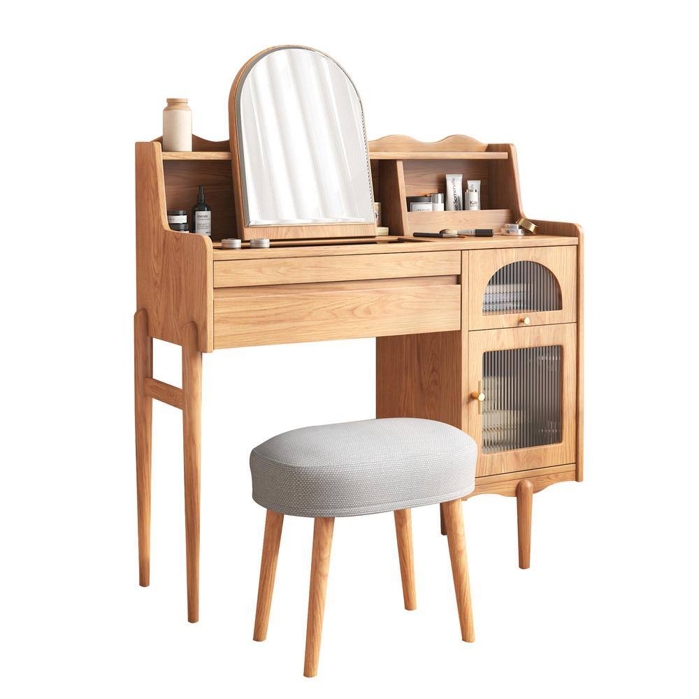 JASIWAY Clear Wood 3-Drawers 40.6 in. Ash Solid Wood Dresser with Side ...