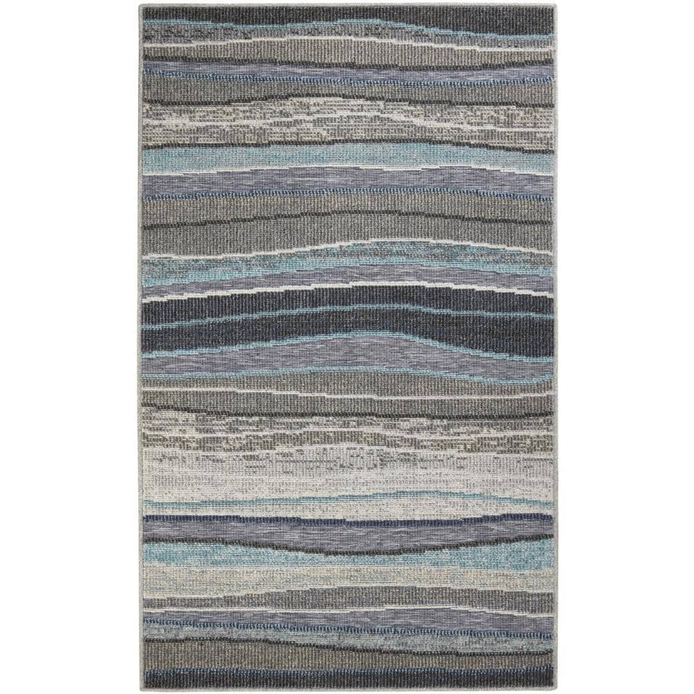 StyleWell Stripe Multi Doormat 3 ft. x 4 ft. Floral Indoor/Outdoor ...