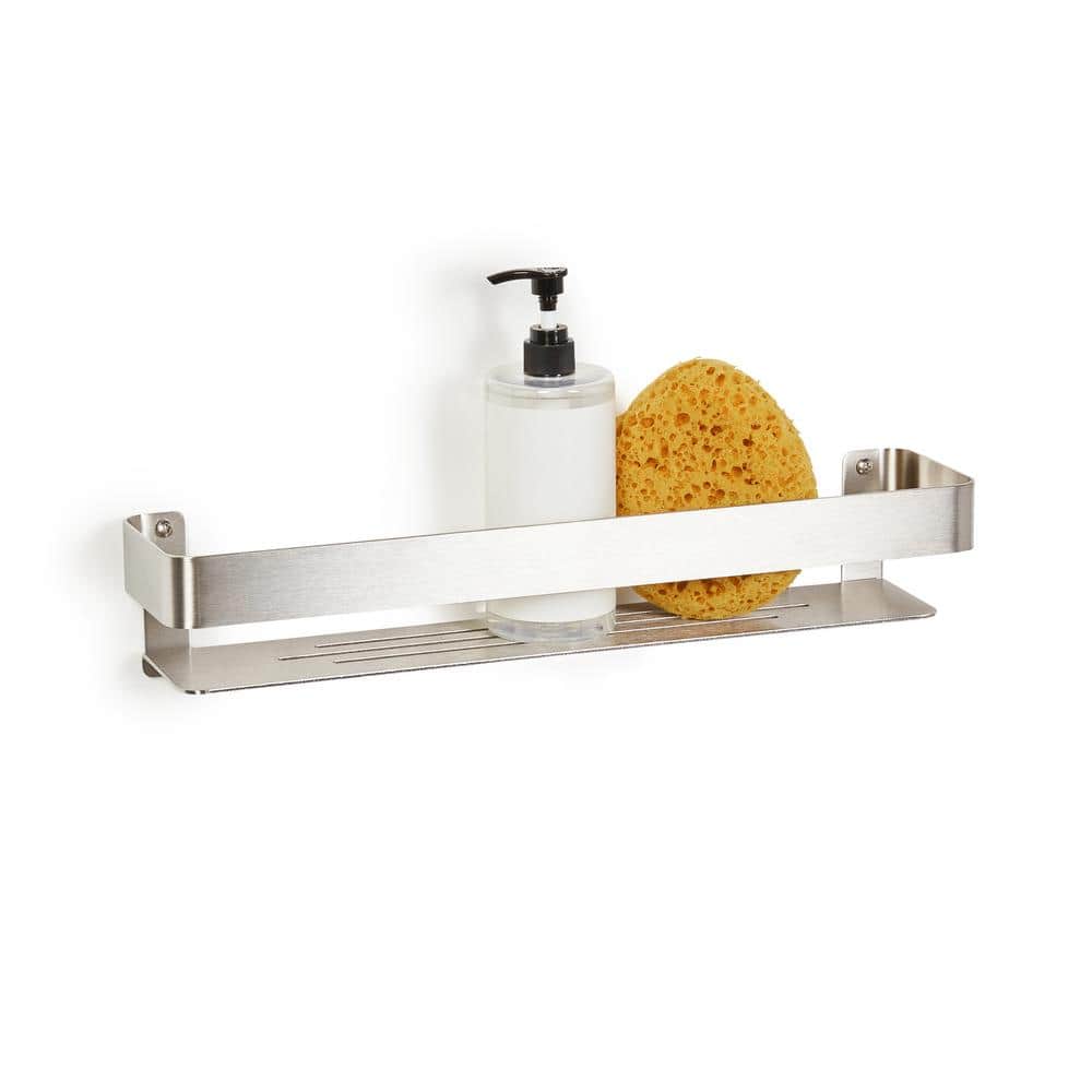 SEACHROME 18 in. x 4 in. Rectangular Shower Shelf with Rail in Satin ...