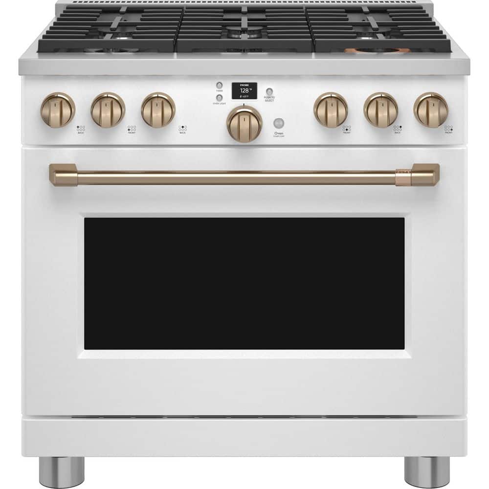 Cafe 36 in. 5.75 cu. ft. Smart 6 Burner Dual Fuel Range with Convection ...