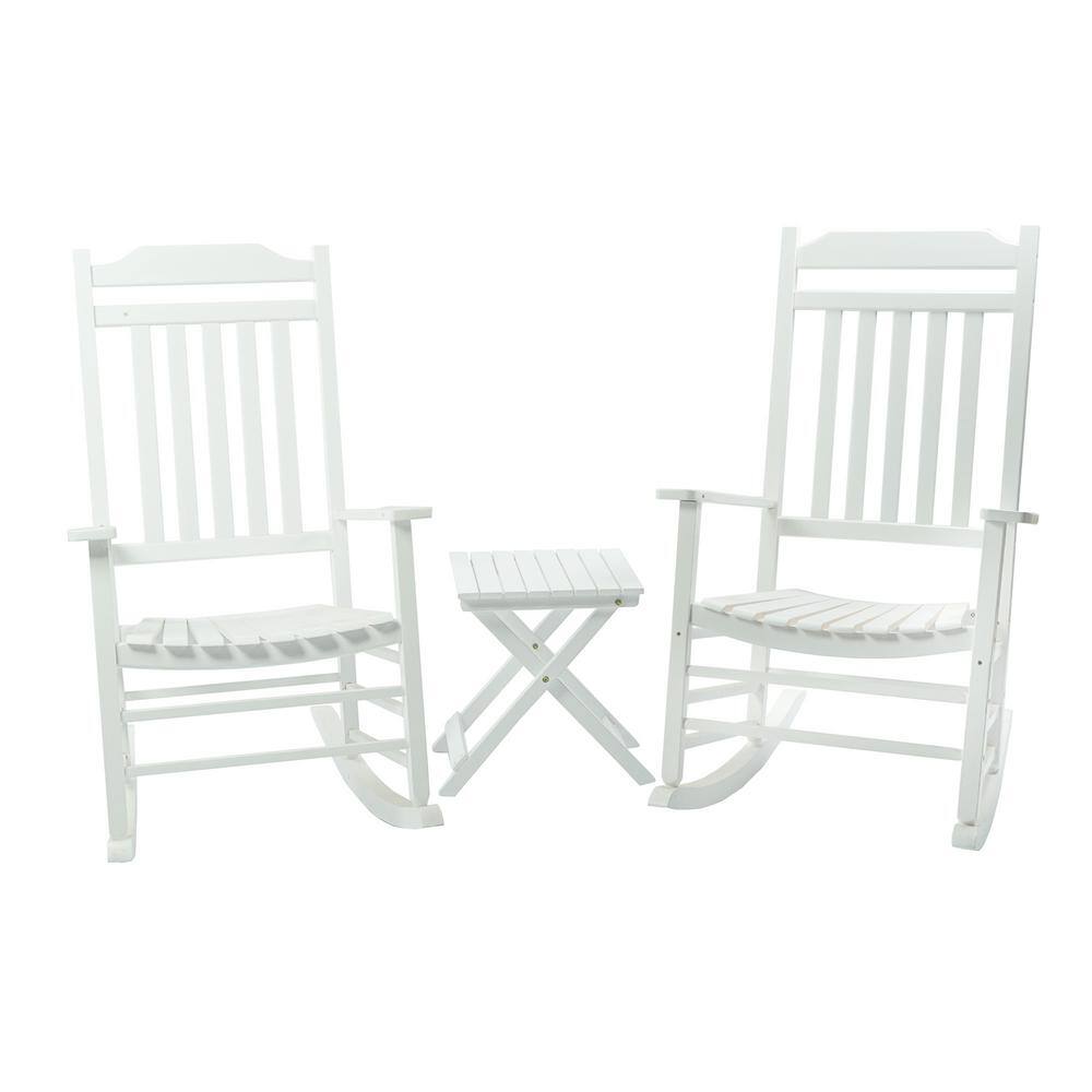 KOZYARD Porch Rocker Solid Black Wood Outdoor Rocking Chair Set of 2 ...