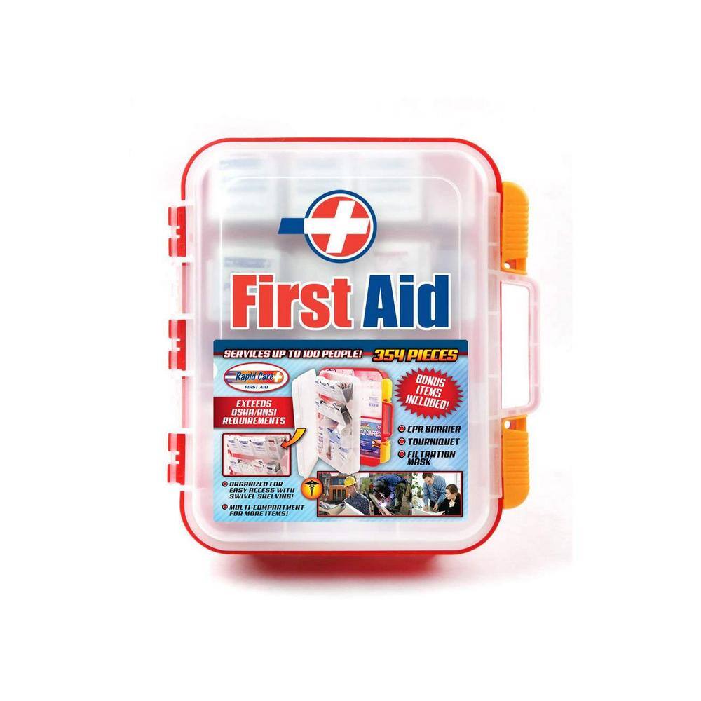 Rapid Care 354-Piece OSHA Multi-Compartment Wall Mountable First Aid ...