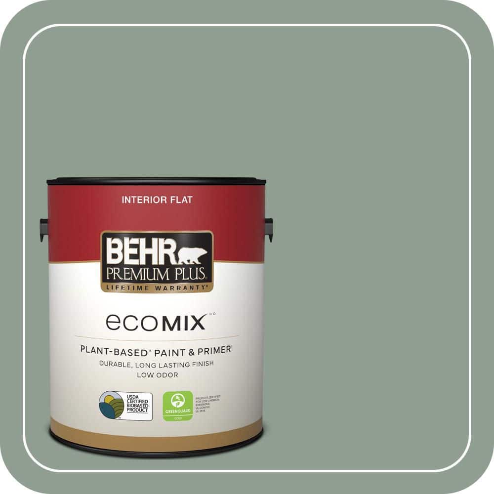 BEHR PREMIUM PLUS 1 gal. #ICC-104 Balsam Fir Flat EcoMix Plant-Based ...