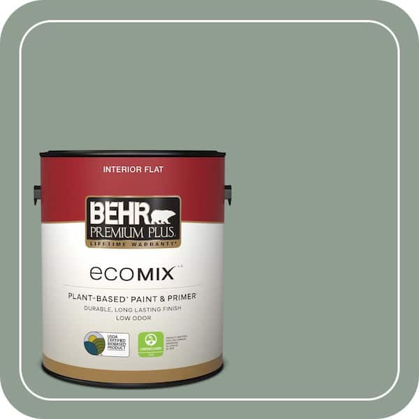 BEHR PREMIUM PLUS 1 gal. #ICC-104 Balsam Fir Flat EcoMix Plant-Based ...