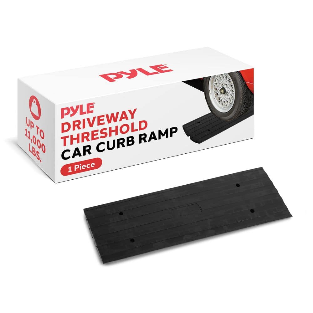 Pyle 4 ft. Heavy-Duty Rubber Curb Ramp, 11,000 lbs Capacity for Cars ...