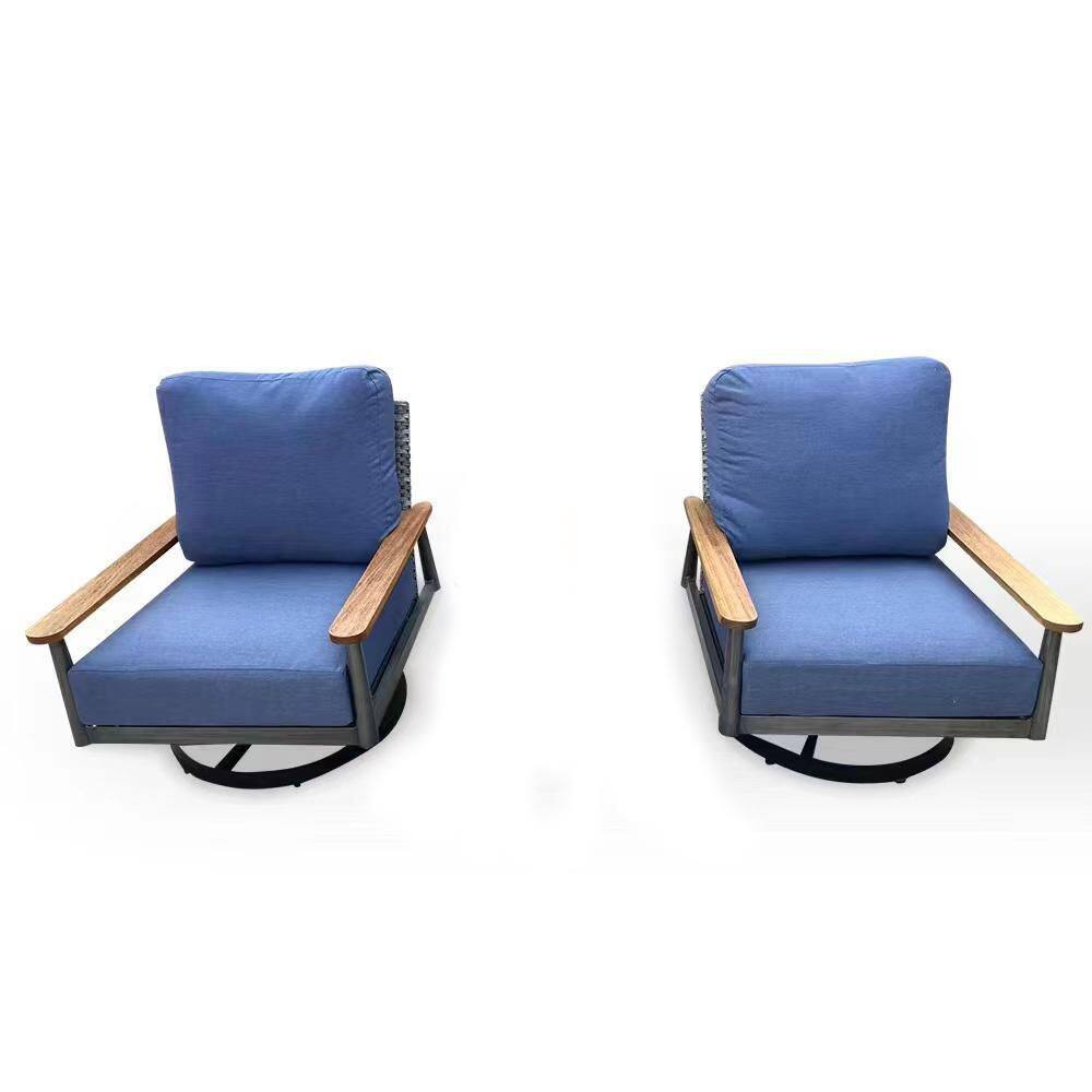 HiGreen Outdoor Manbo Swivel Aluminum Wicker Outdoor Lounge Chair with ...