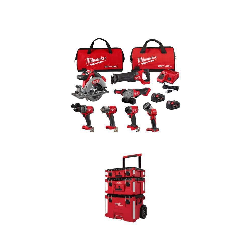 Milwaukee M18 FUEL 18V 7-Tool Combo Kit with Two 5.0 Ah Batteries and ...