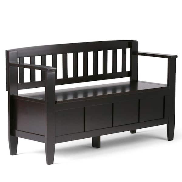 Luxury Quality 98.9 Gal. Black Wood Entryway\Outdoor Storage Bench with ...