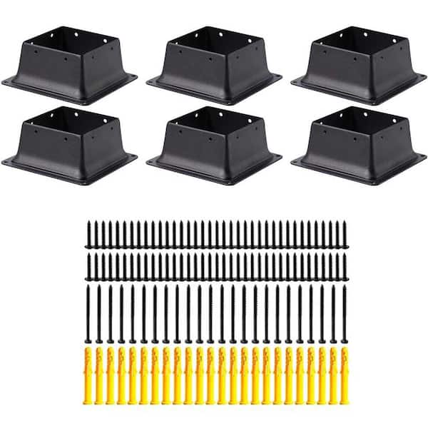 Afoxsos Heavy Duty 4x4 Post Base Metal Black Powder Coated Brackets for ...