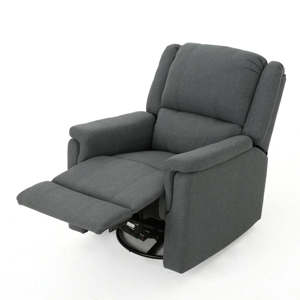 Noble House Jennette Charcoal Swivel Glider Recliner with Tufted ...