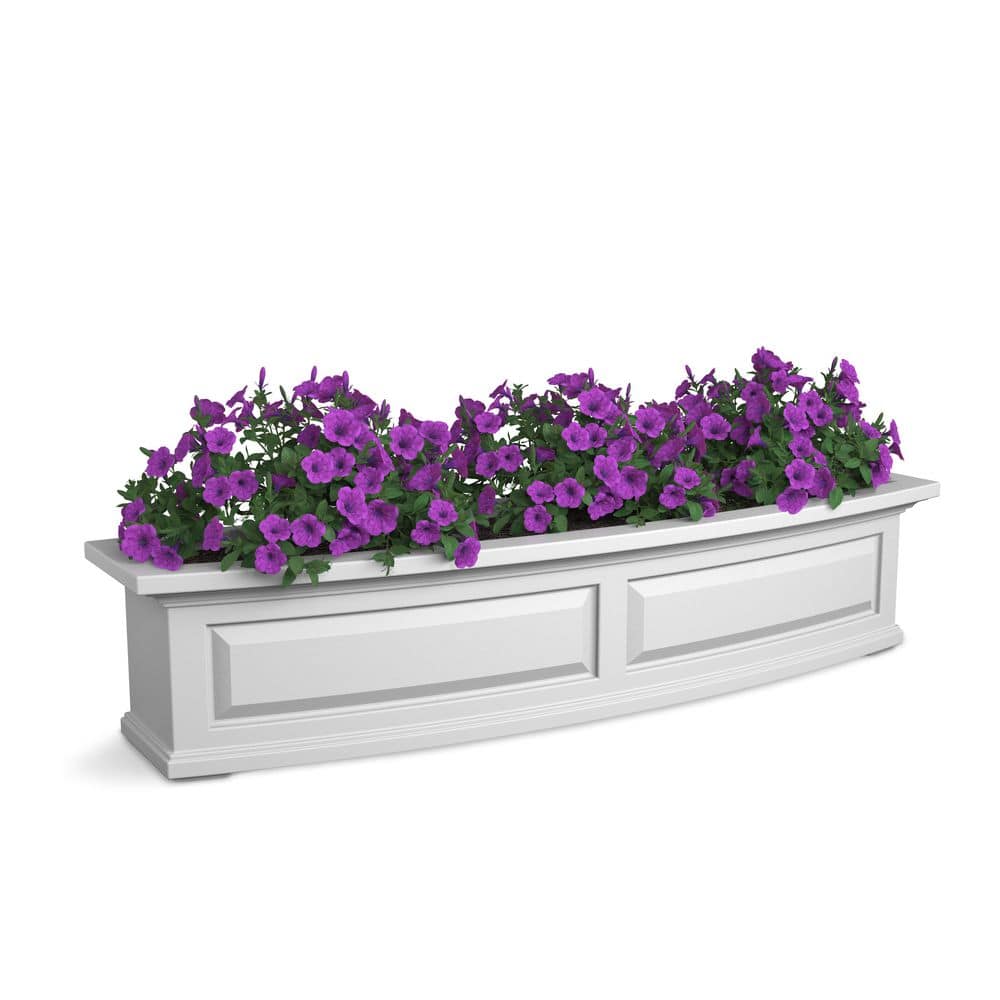 Mayne Nantucket 48 in. x 11.5 in. Self-Watering White Polyethylene ...