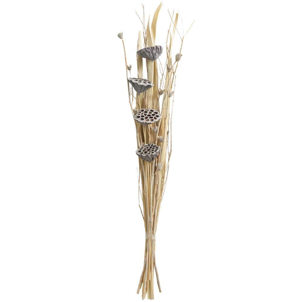 Litton Lane Tall Bouquet Lotus Flower Natural Foliage with Grass and ...
