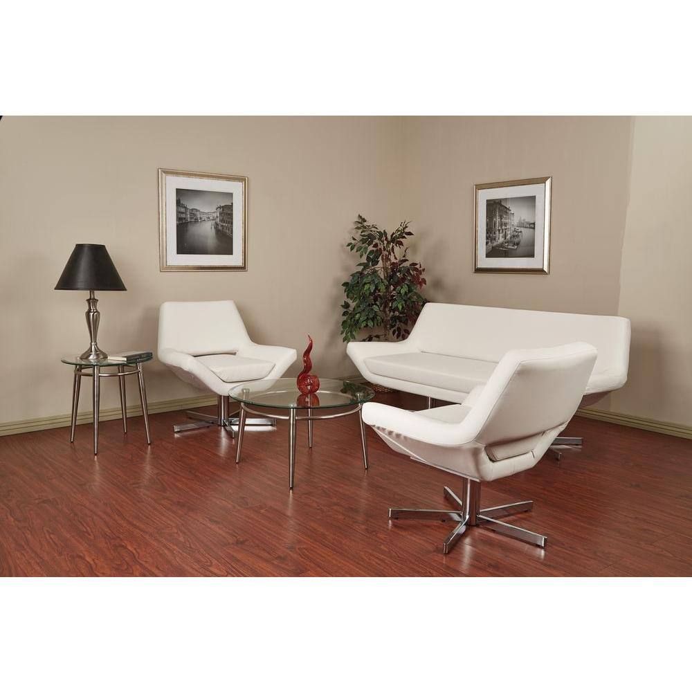 OSP Home Furnishings Brooklyn 30 in. Brushed Nickel Medium Round Glass ...