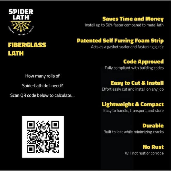 SpiderLath 4 ft. x 25 ft. 100 sq. ft. Self Furring Roll Fiberglass Lath ...