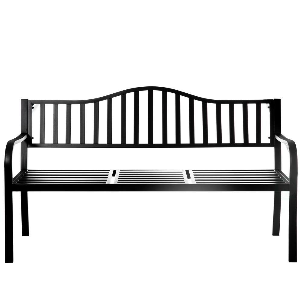 Gardenised Outdoor Powder Coated Steel Park Bench, Garden Bench with ...