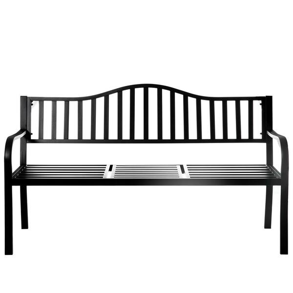 Gardenised Outdoor Powder Coated Steel Park Bench, Garden Bench with ...
