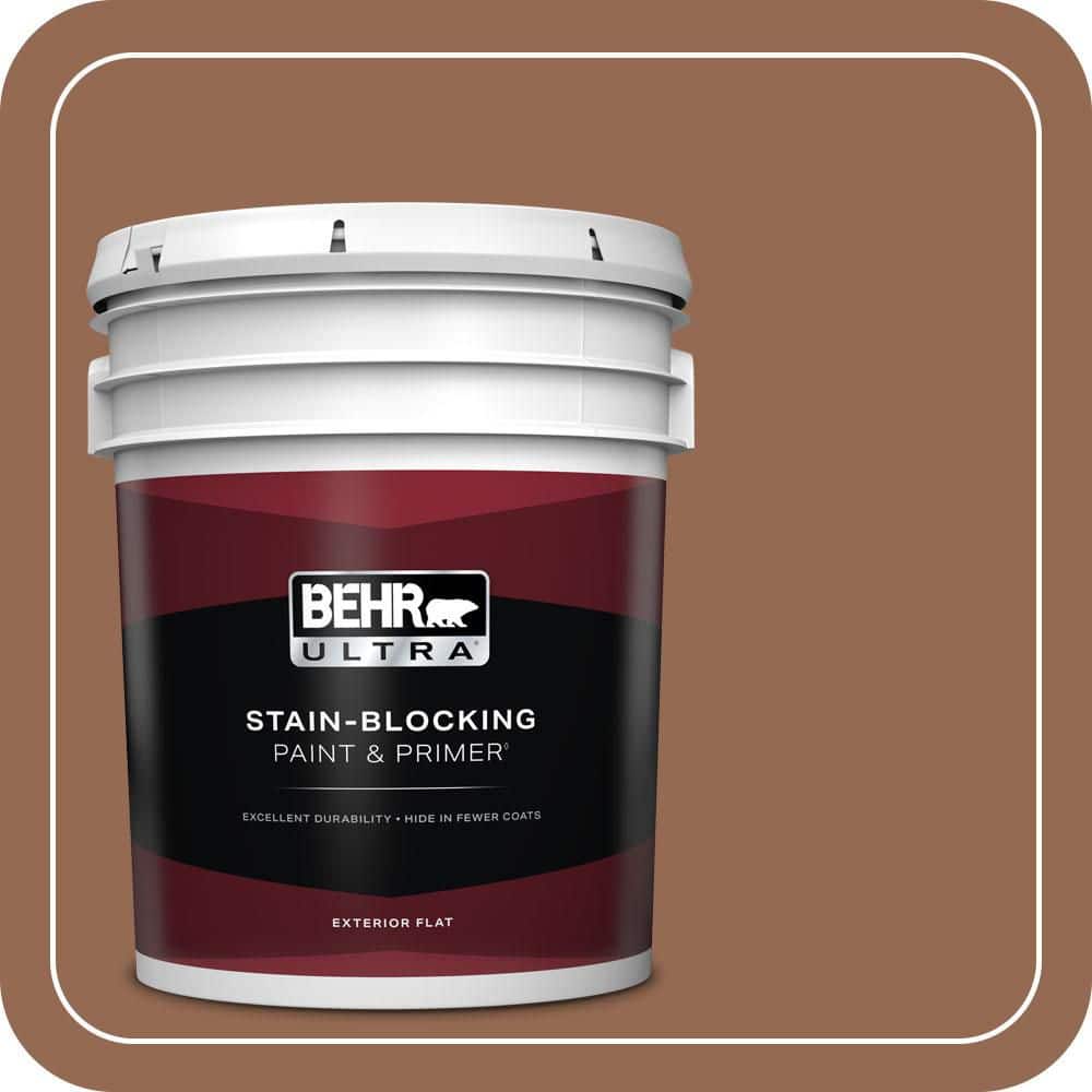 BEHR ULTRA 5 gal. #240F-6 Sable Brown Flat Exterior Paint & Primer ...