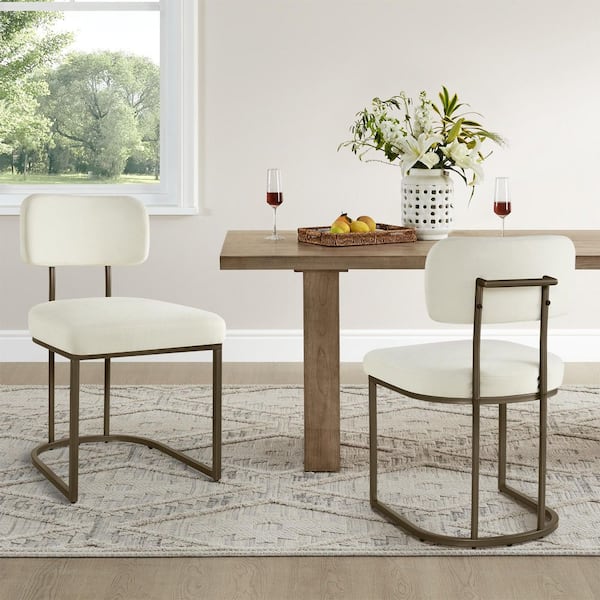 Spruce & Spring Elle Ivory Faux Leather Upholstered Dining Chair with ...