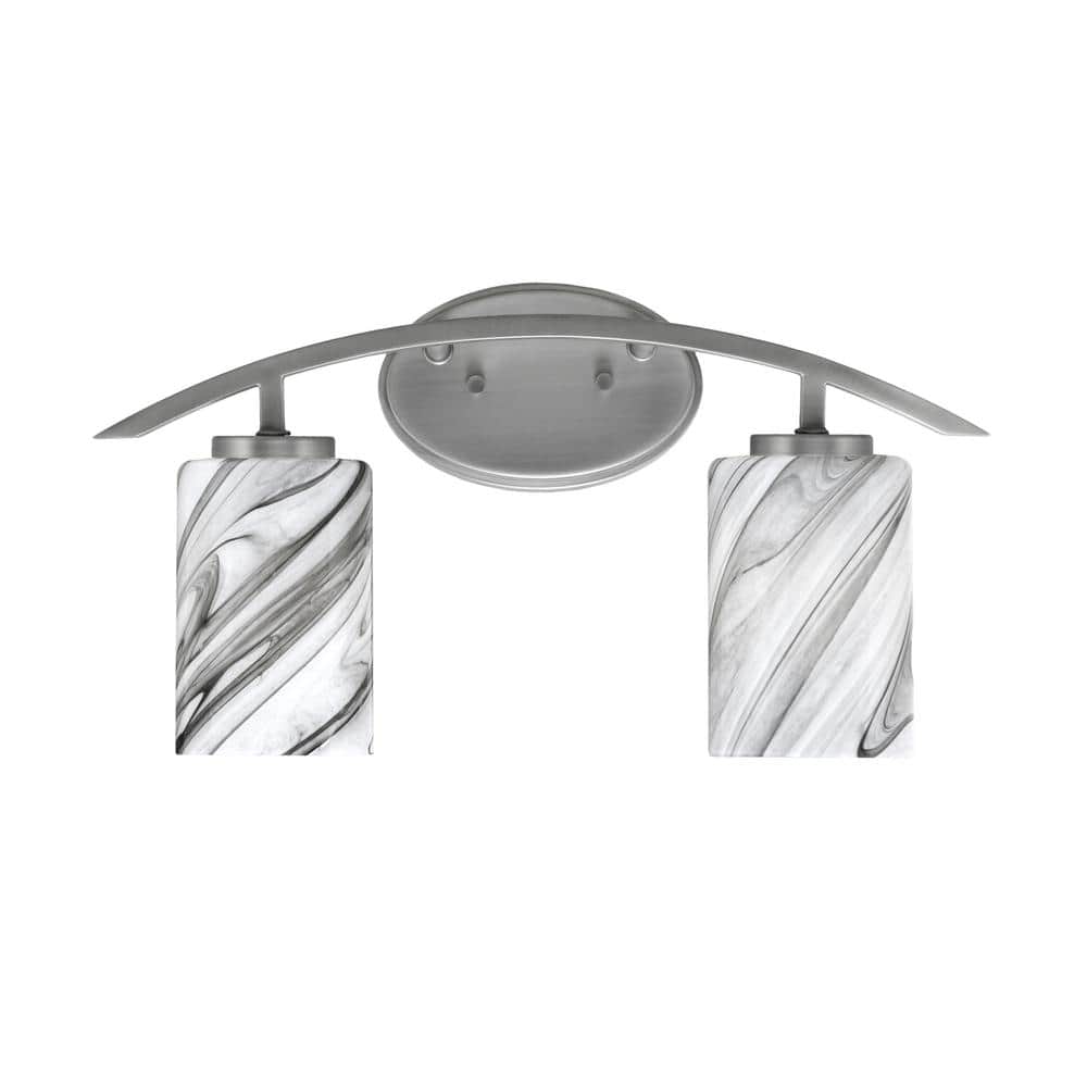 Siena 18.25 in. 2-Light Vanity Light Graphite with Onyx Swirl Glass ...