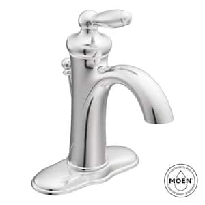 MOEN Eva Single Hole Single-Handle High-Arc Bathroom Faucet in Chrome ...
