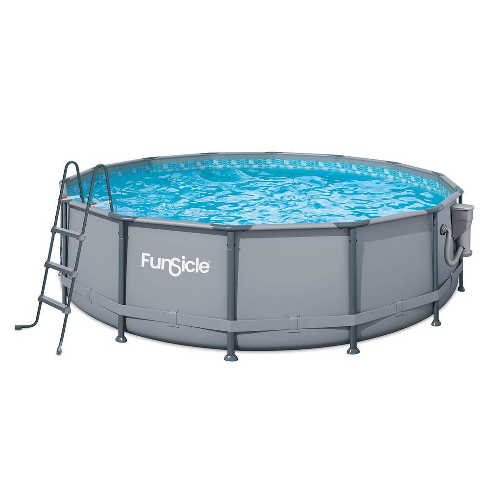 Funsicle Oasis 14 ft. Round 42 in. Deep Metal Frame Round Above Ground ...