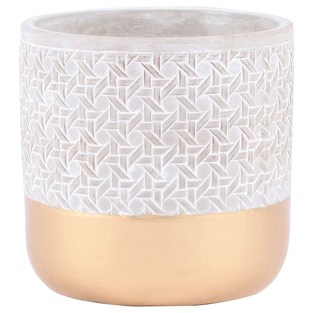 5.3 in. Timeless Cement Pot with Drainage Hole for Indoor/Outdoor ...