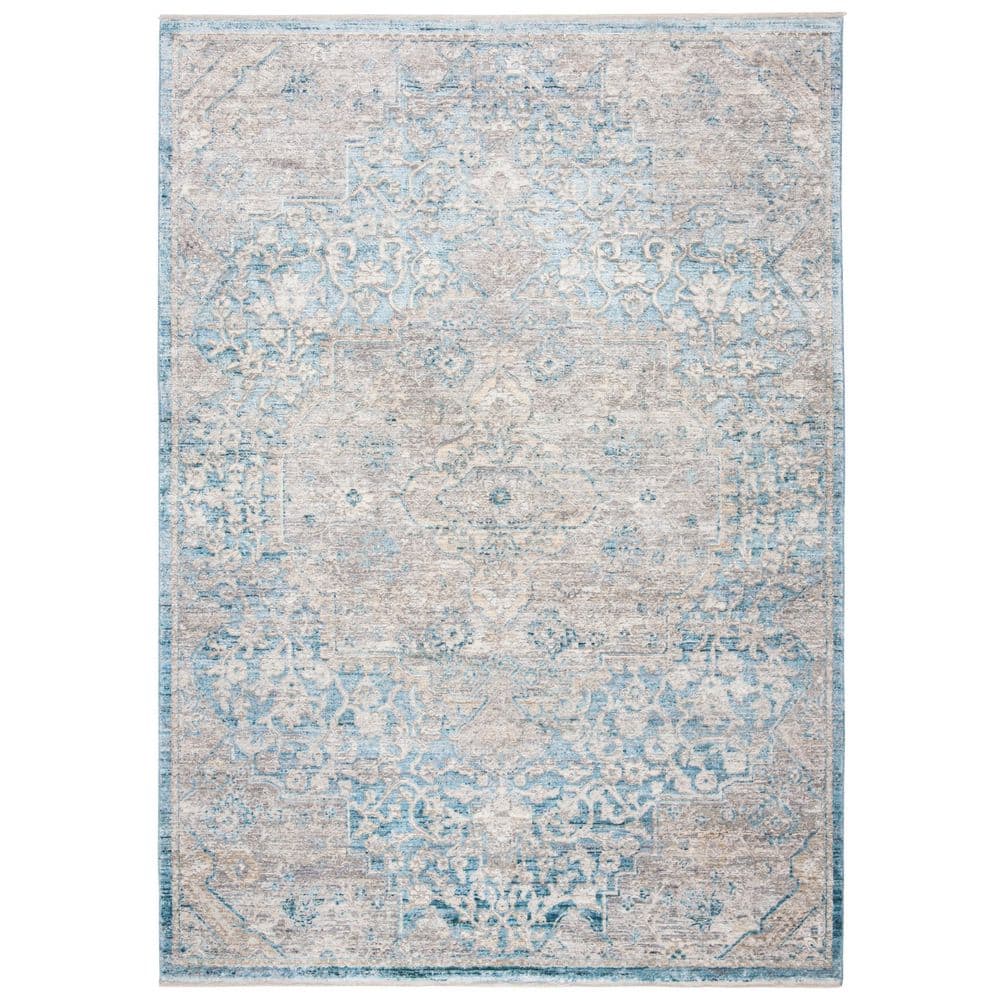 SAFAVIEH Dream 5 ft. x 8 ft. Blue/Gray Border Distressed Area Rug ...