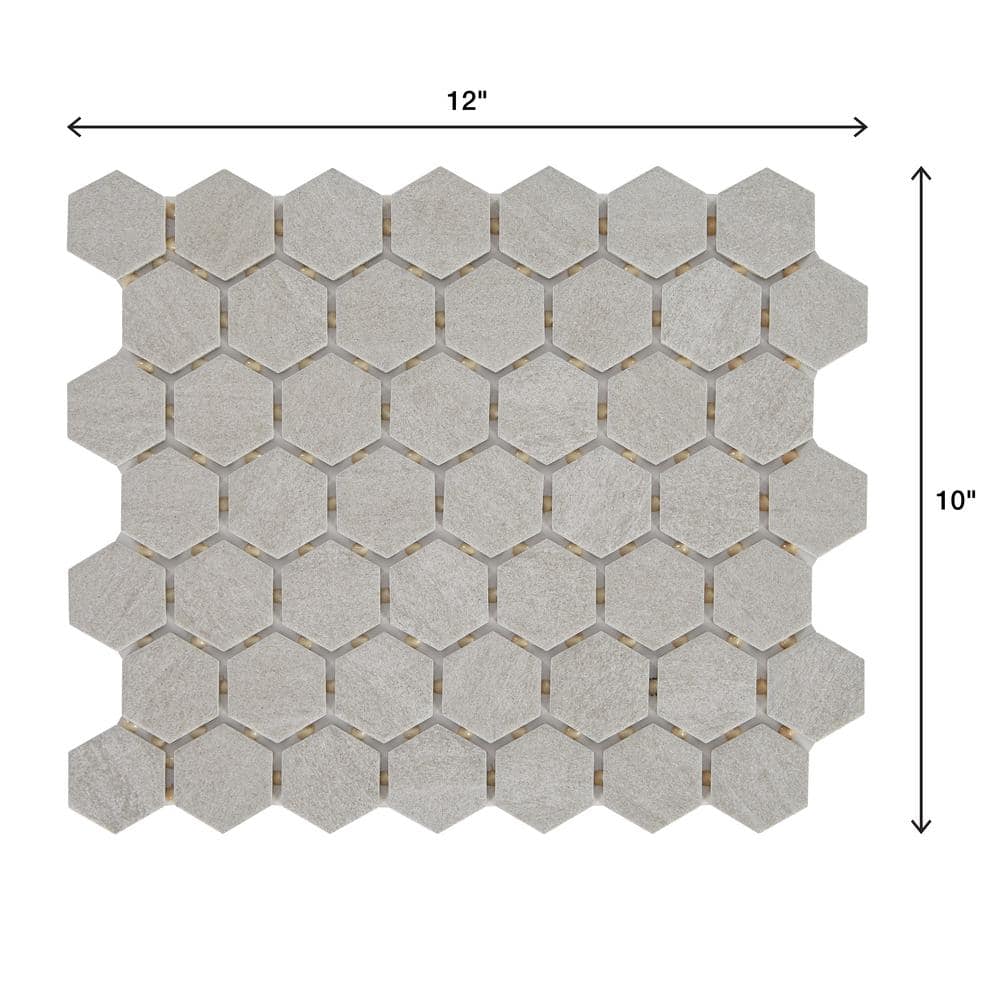 Buy Nova Falls Gray 10 in. x 12 in. x 6.35 mm Ceramic Hexagon Mosaic ...
