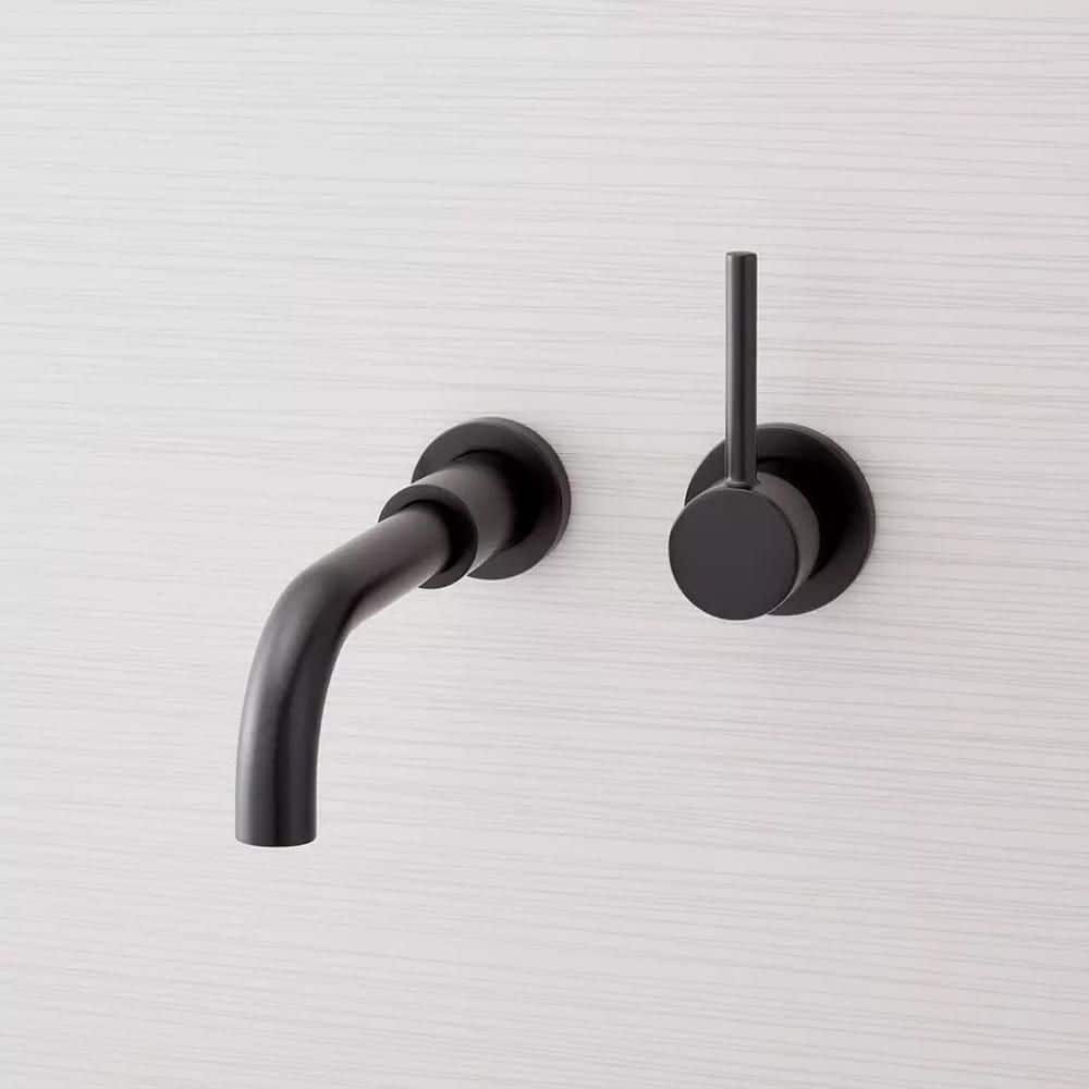 Reviews for SIGNATURE HARDWARE Lexia Single Handle Wall Mounted Bathroom Faucet in Matte Black ...