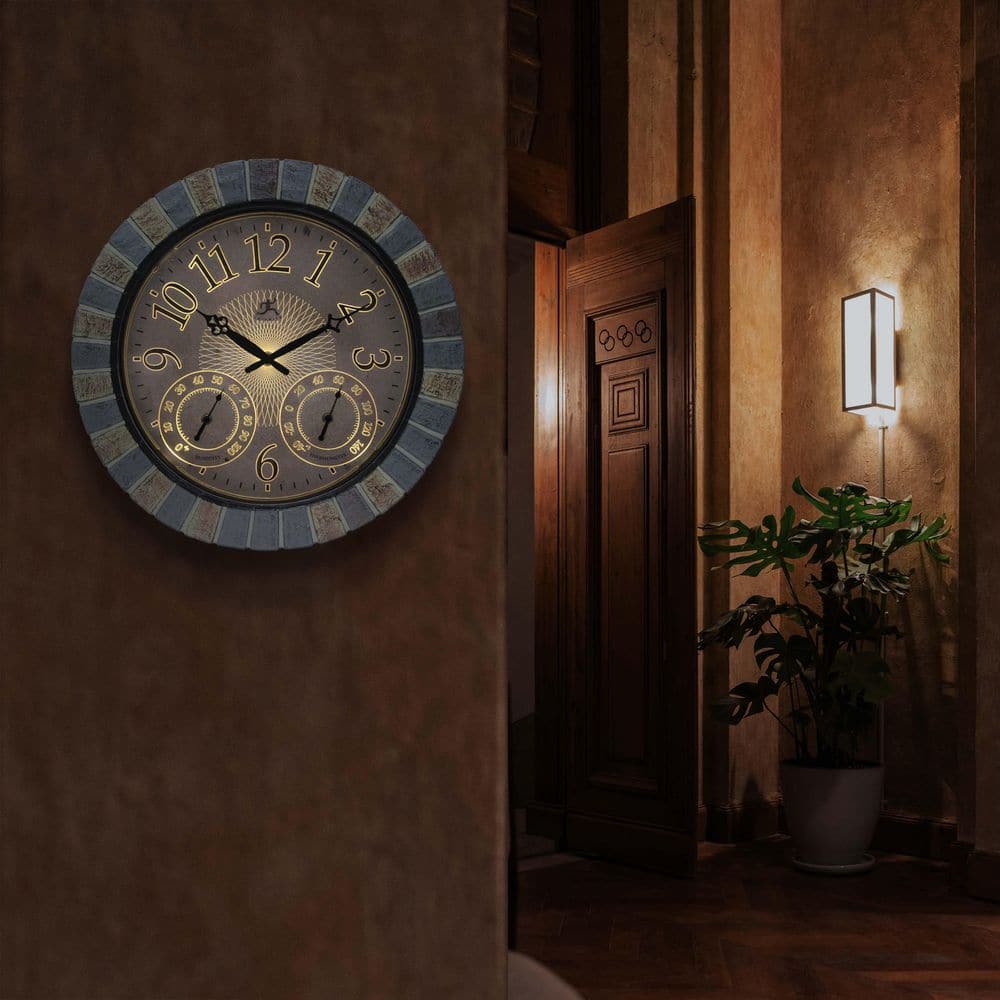 Infinity Instruments Aztec 18 in Faux Stone Indoor-Outdoor Wall Clock ...